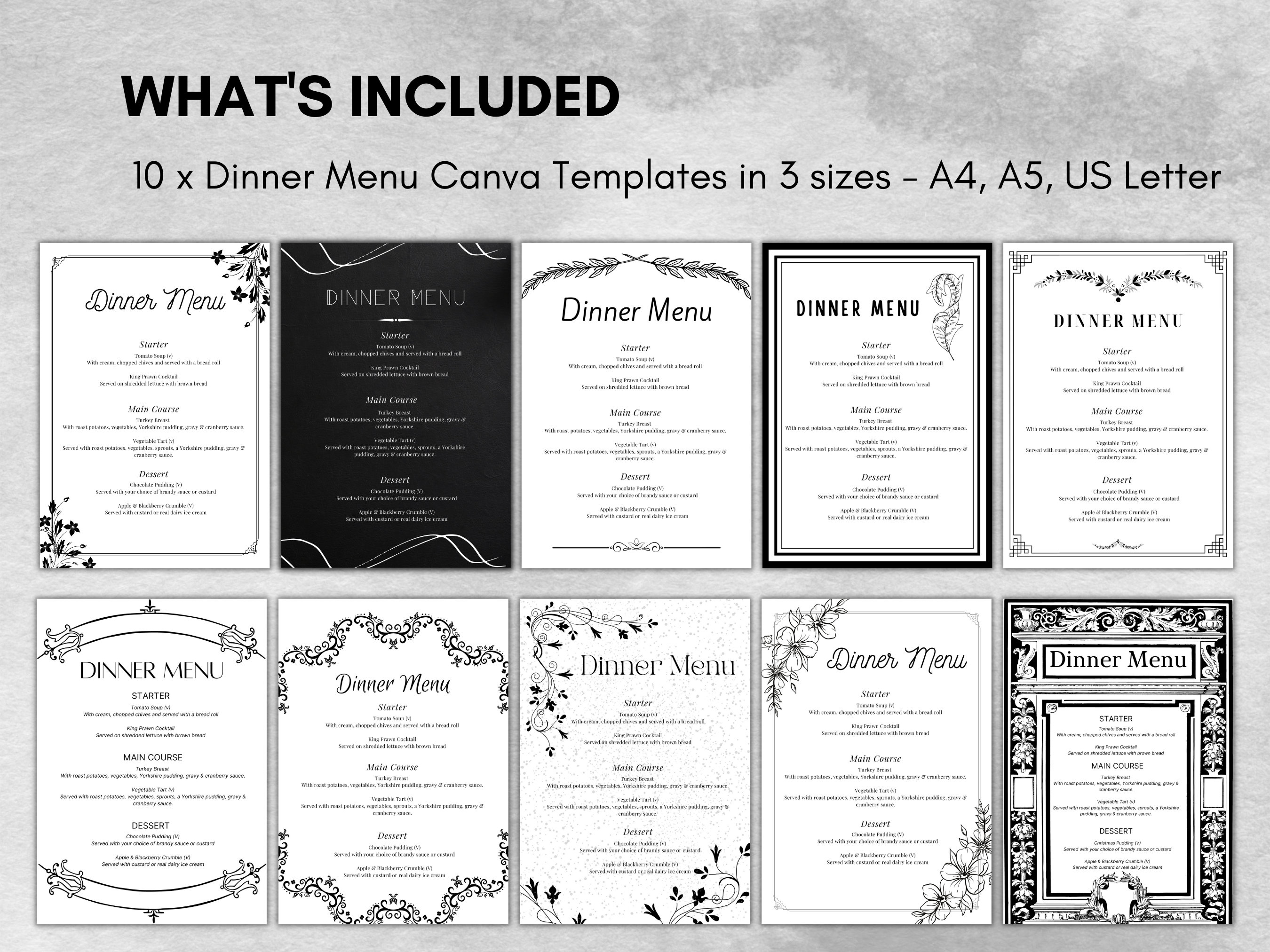 Editable Menu Card Template Printable Dinner Menu Template - Etsy