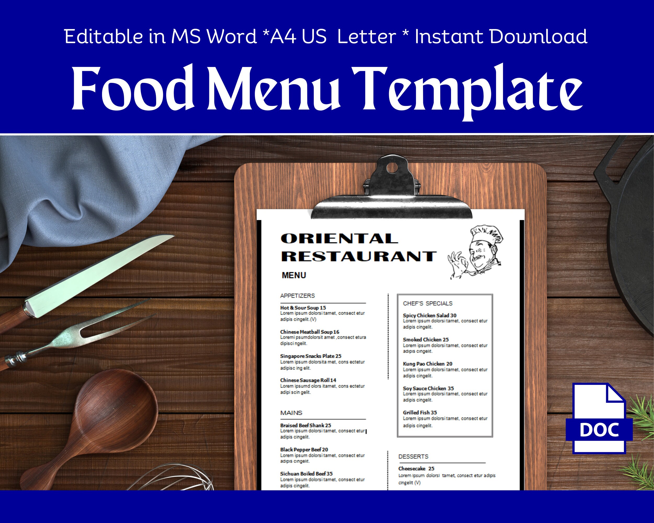 Menu Template For Word