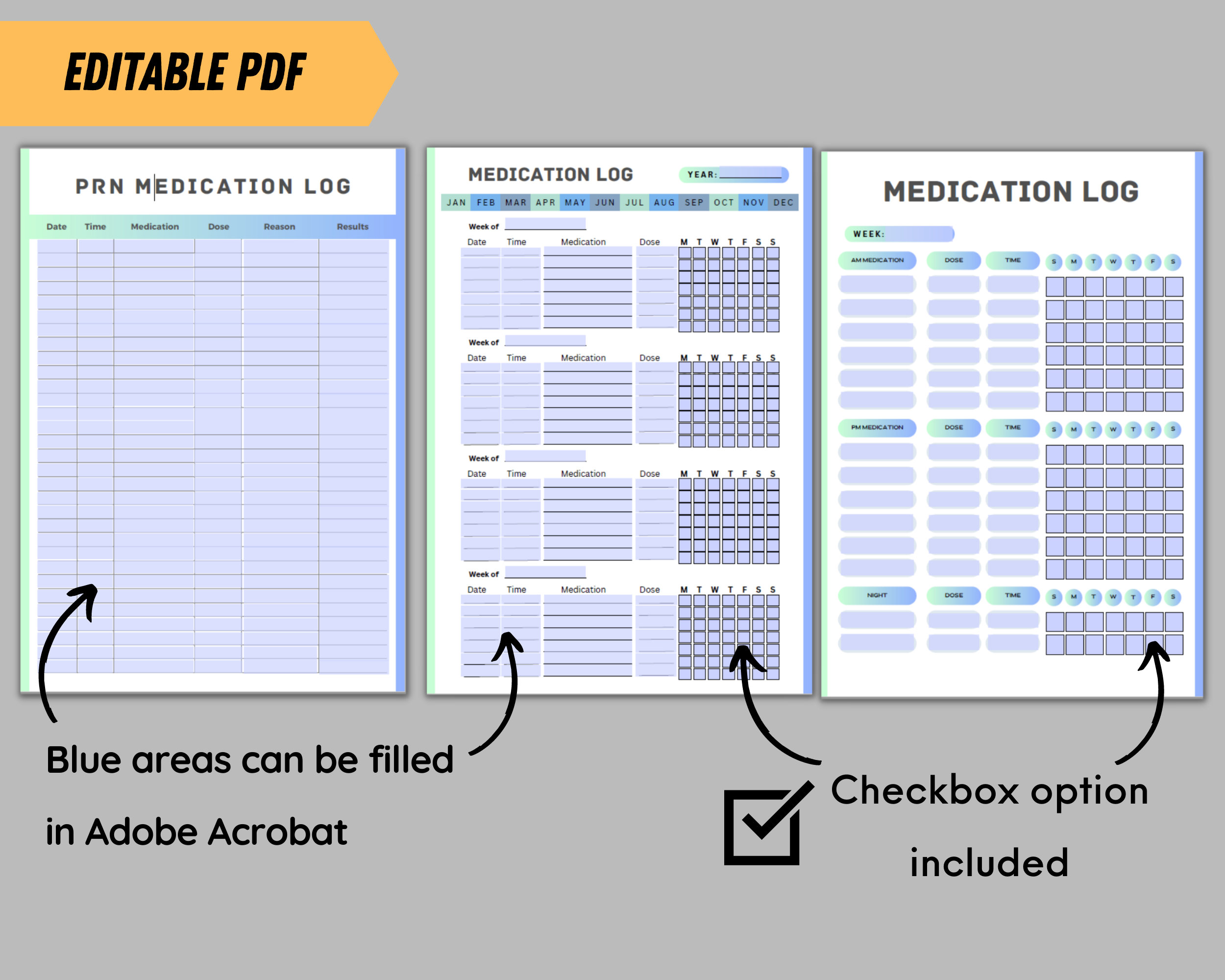 Printable Medication Tracker, AM PM Medication Chart, Editable ...