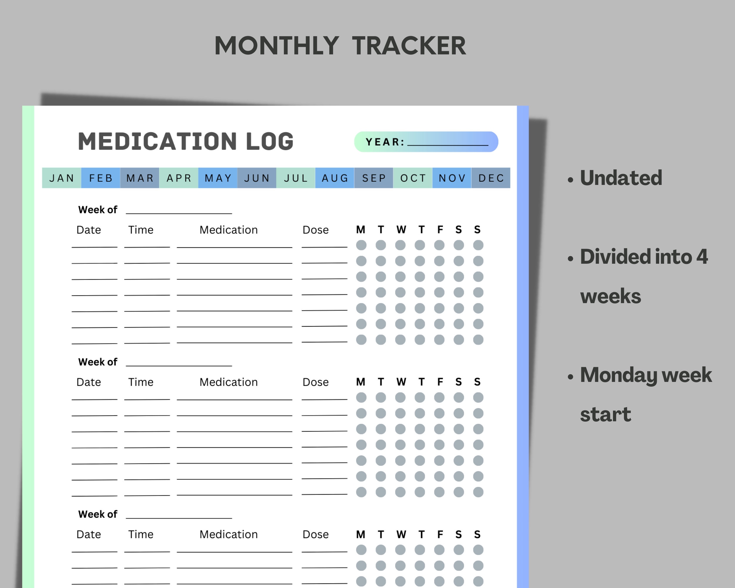 Printable Medication Tracker, AM PM Medication Chart, Editable ...