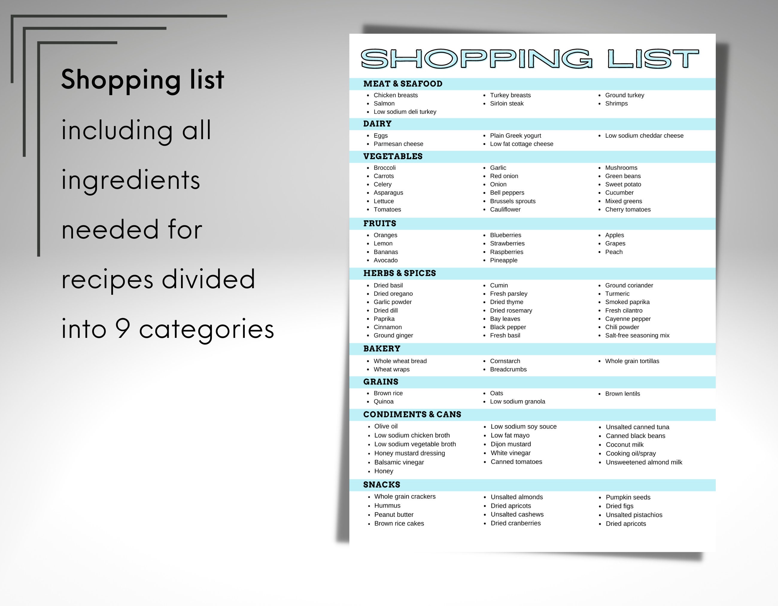 7 Day Low Sodium Meal Plan With Printable Grocery List Low Salt Diet ...