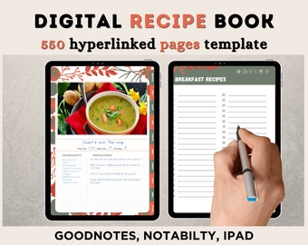 Digital Recipe Book for Goodnotes Digital Meal Planner Digital Recipe ...