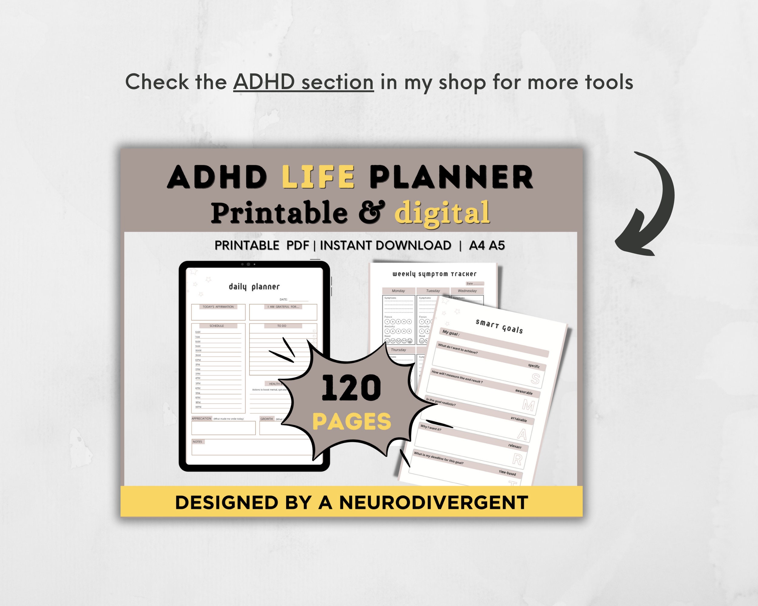 ADHD Digital Planner for Adults, Daily Planner for Neurodivergent, ADHD ...