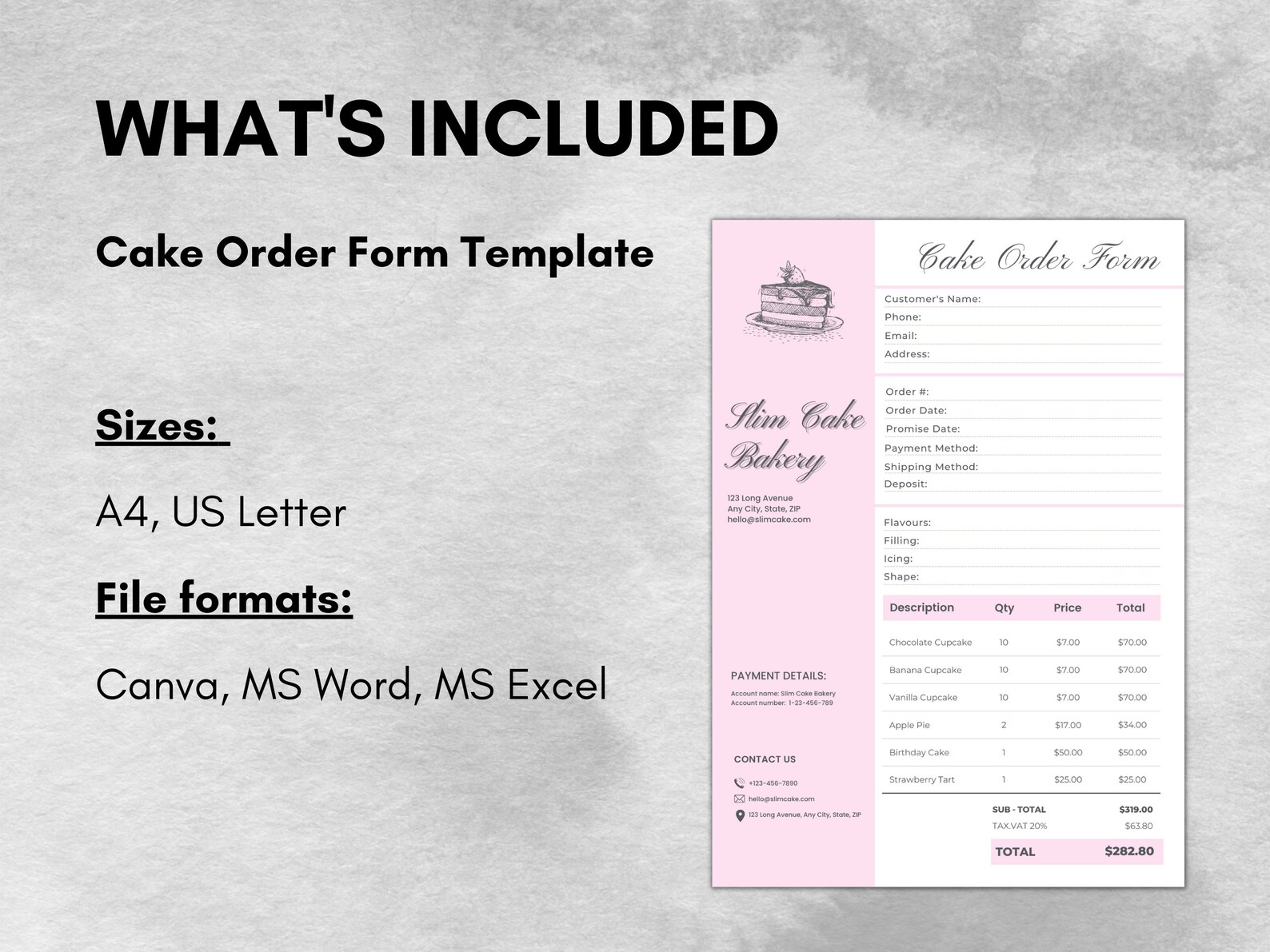 Cake Order Form Template Printable Custom Order Form Home - Etsy UK