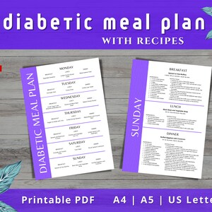 7 Day Diabetic Meal Plan With Recipes PDF, Printable Diabetic Weekly ...