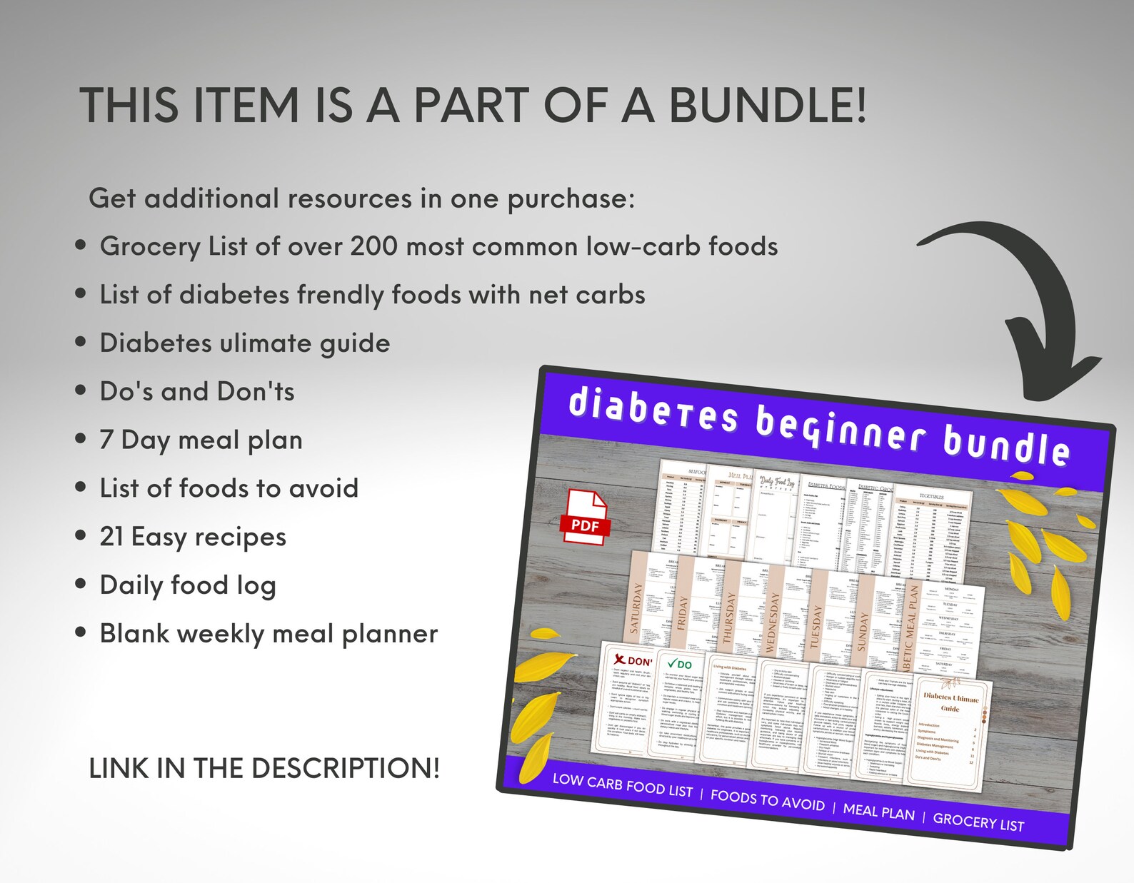 7 Day Diabetic Meal Plan With Recipes and Grocery List PDF Printable ...