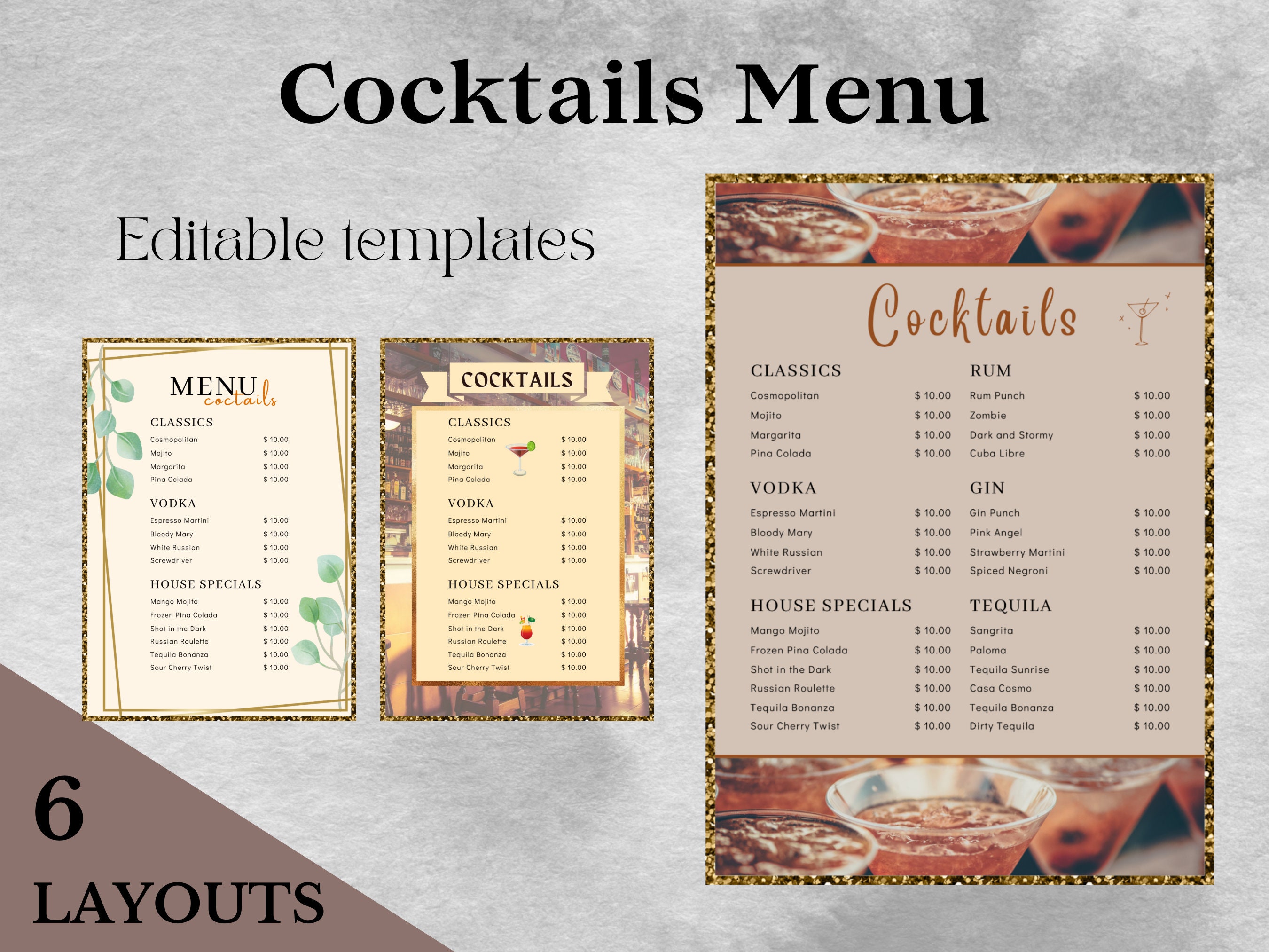 Editable Bar Menu Template Printable Drinks Menu Cocktails - Etsy UK
