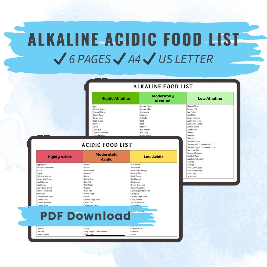 Acidic Alkaline Food List Printable PDF Chart for Clean Eating Anti ...