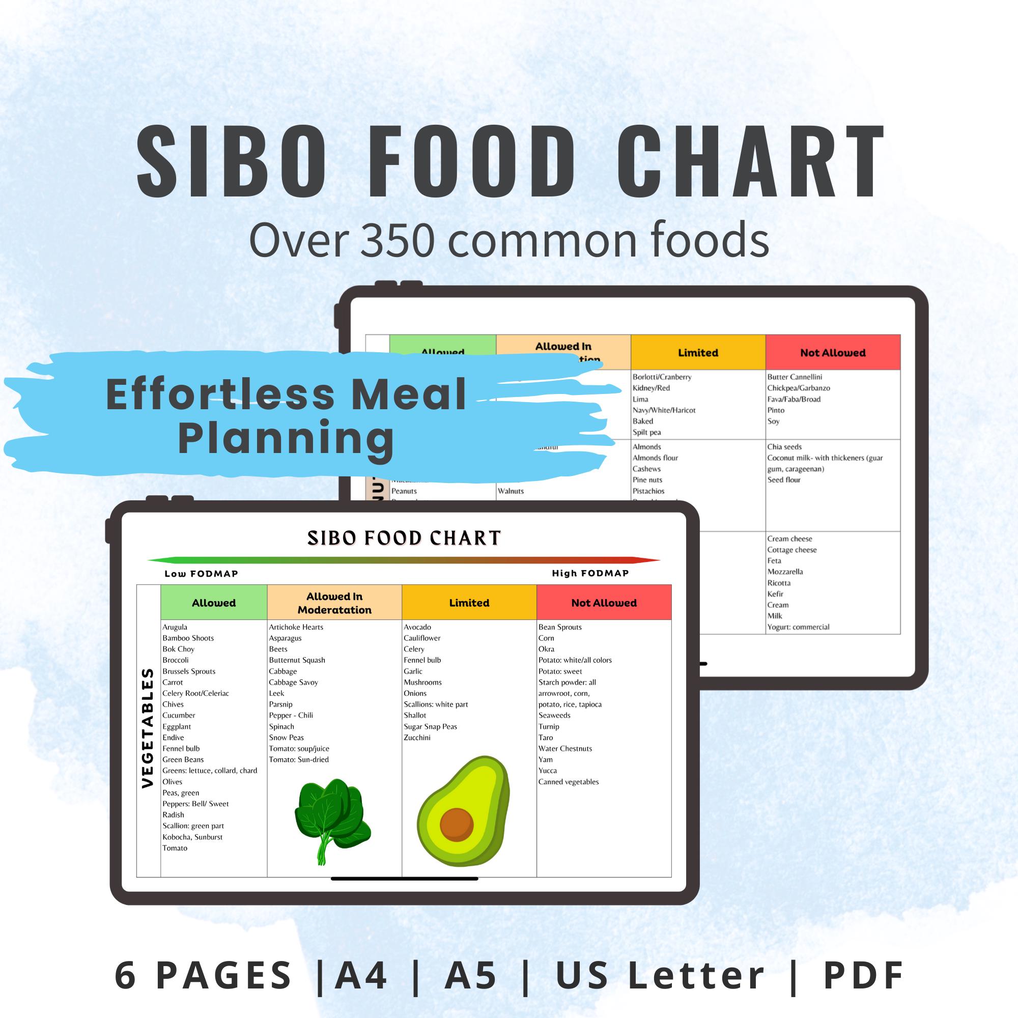 SIBO Food List Sibo Diet Food Chart Low Fodmap Chart Foods to Avoid Leaky Gut Meal Prep Gut ...