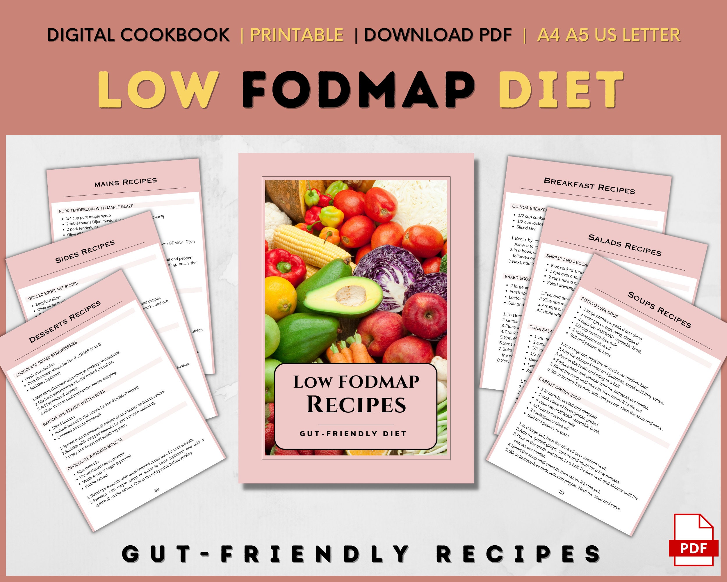 75 Low Fodmap Recipes, Fodmap Diet for IBS PDF, Easy Gut Health Recipes ...