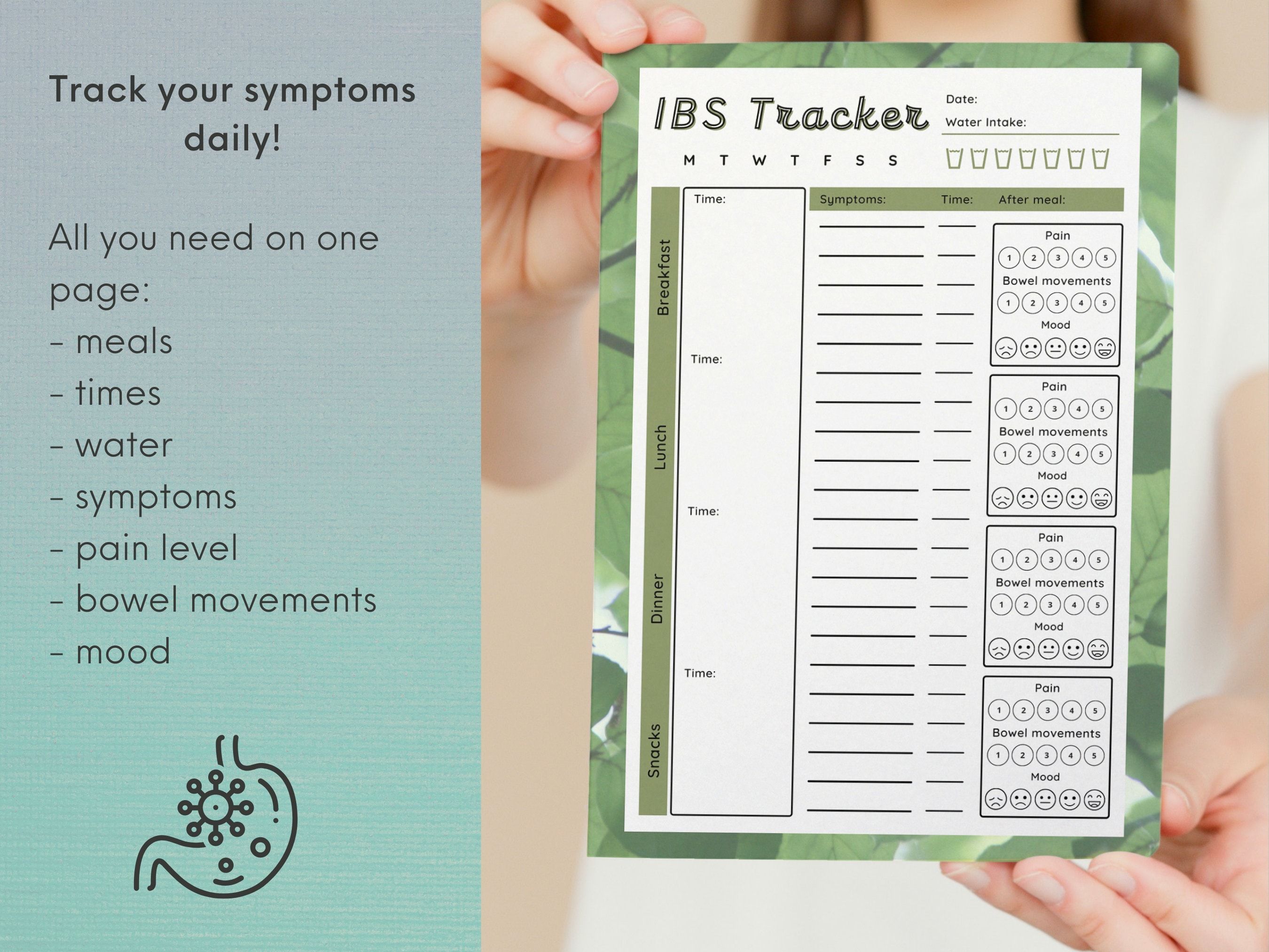 IBS Tracker, Daily IBS Food Journal, Printable Symptom Tracker, Food ...