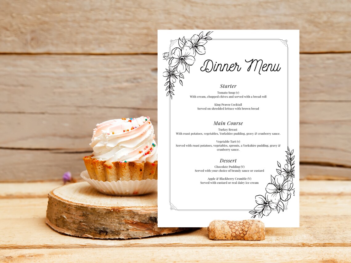 Editable Menu Card Template Printable Dinner Menu Template - Etsy Canada
