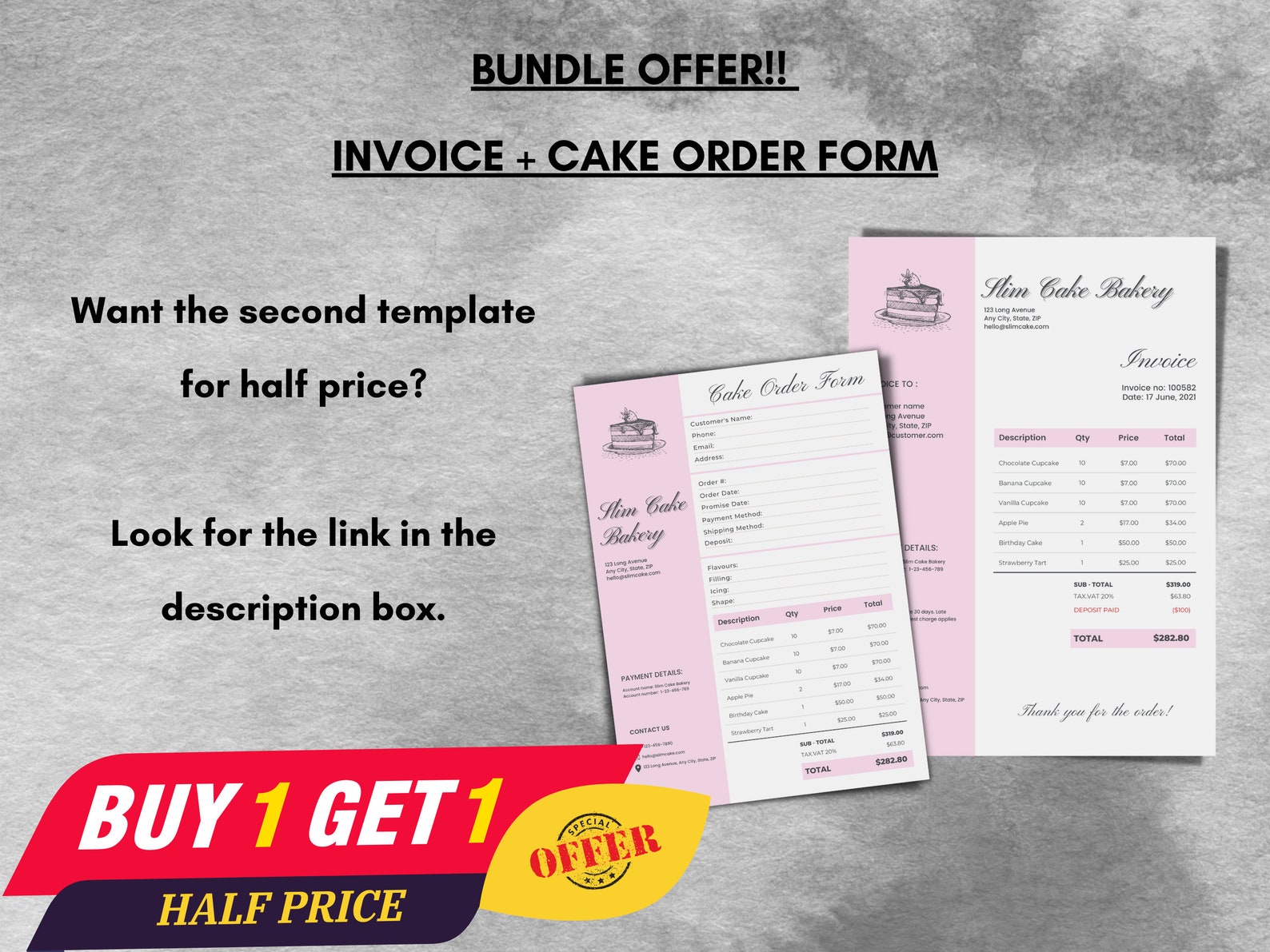 Invoice Template Download Custom Invoice Form Microsoft Word - Etsy UK