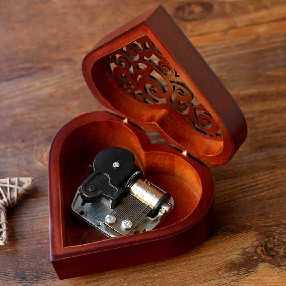 Wooden Music Box Vintage Hand Carved Floral Music Box, Vintage Look ...