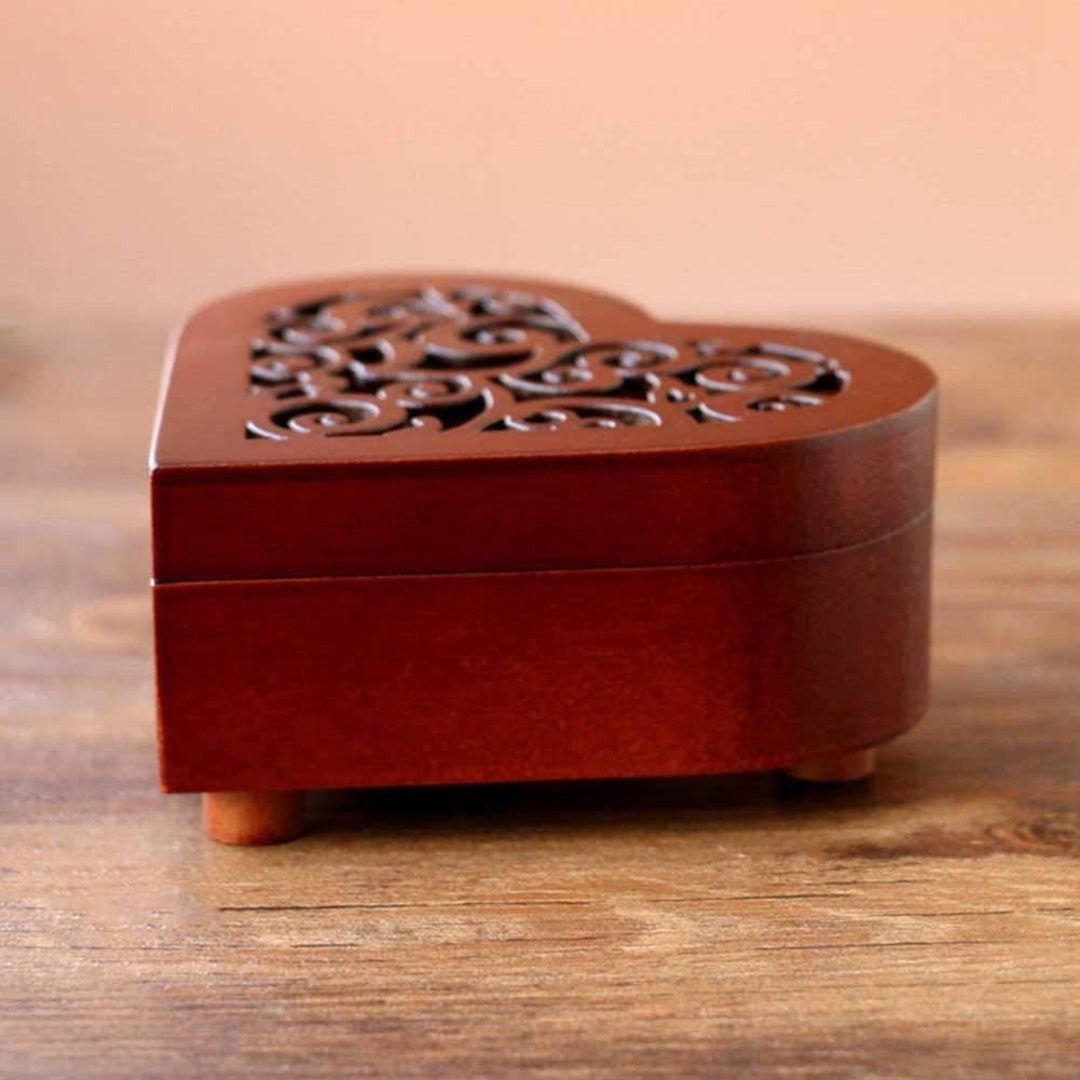 Wooden Music Box Vintage Hand Carved Floral Music Box, Vintage Look ...