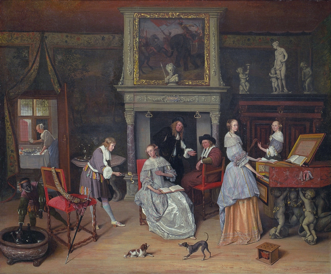 Historical Fantasy Interior With Dutch Artist Jan Steen and Family of ...
