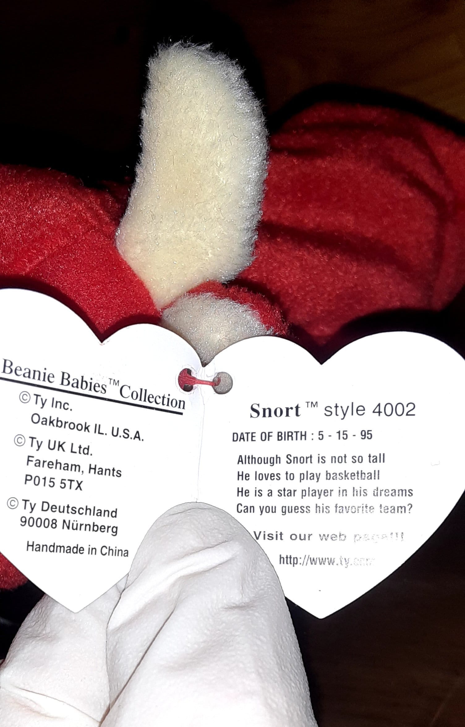 TY Beanie Baby Snort the Bull Style 4002 Collectable in Mint Condition ...