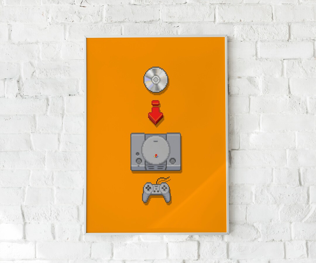 Playstation 1 PSX Retro Gaming Machine Print, 16-bit, Printable, Wall ...