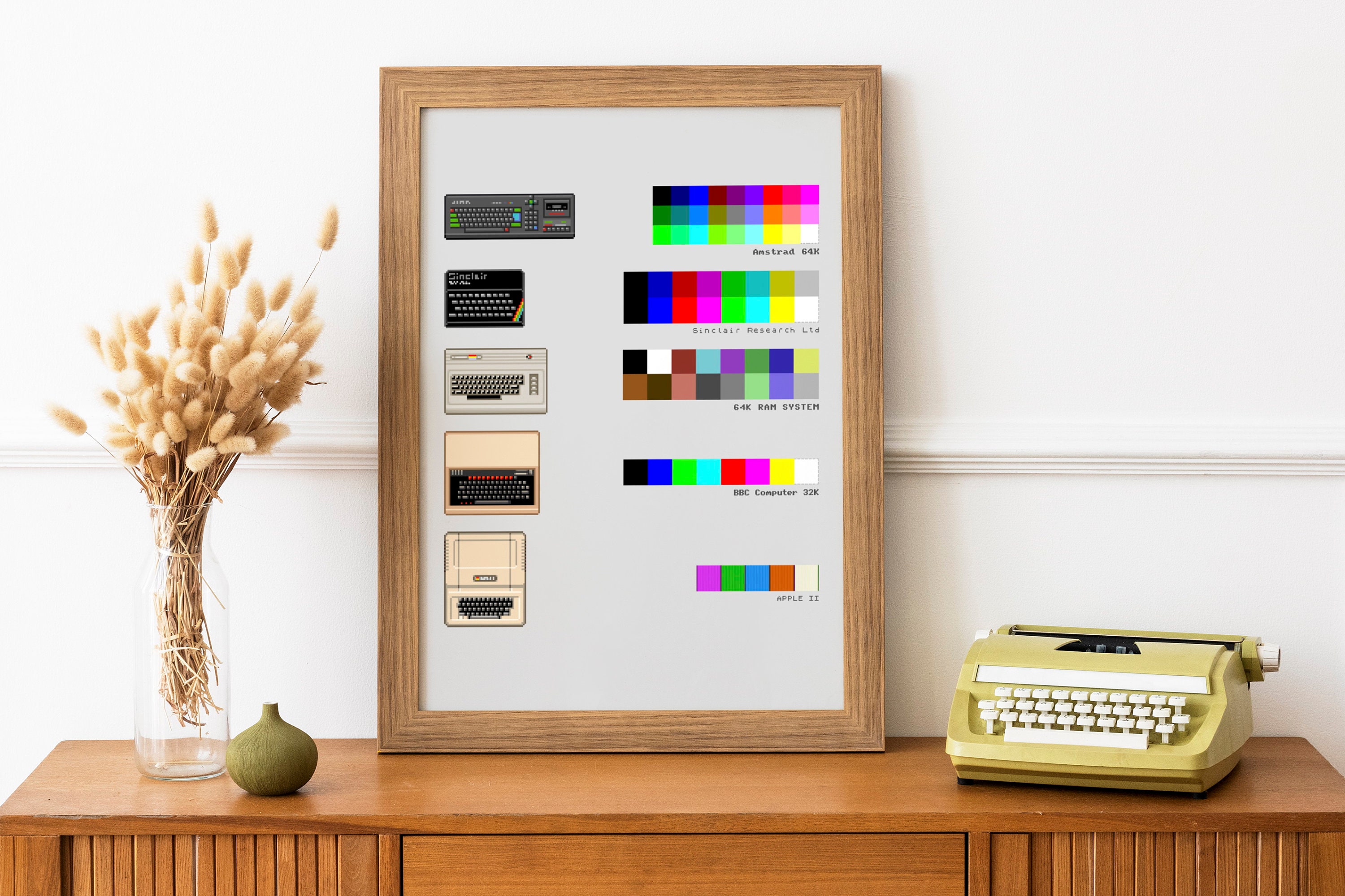 Retro Gaming Systems Pixel Art Print: Classic Computer Palette Wall Art ...