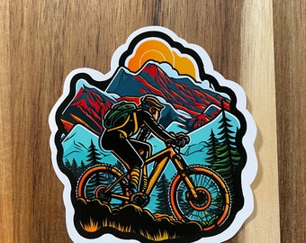 Mountain Biking Sticker Biking Through the Woods - Etsy