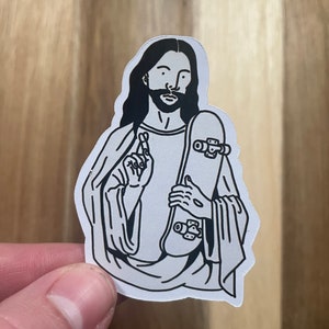 Skateboarding Jesus Sticker - Etsy