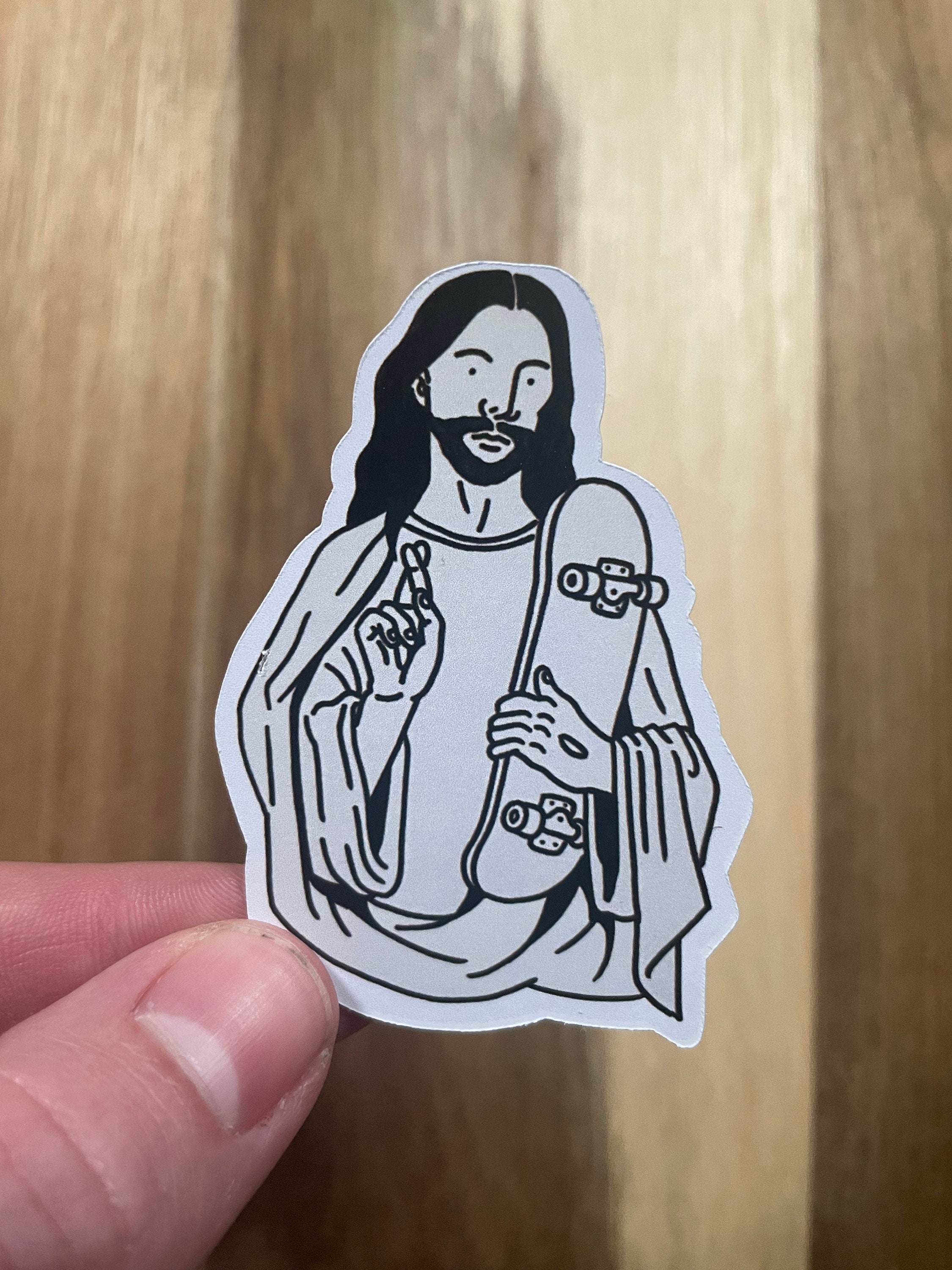 Skateboarding Jesus Sticker - Etsy