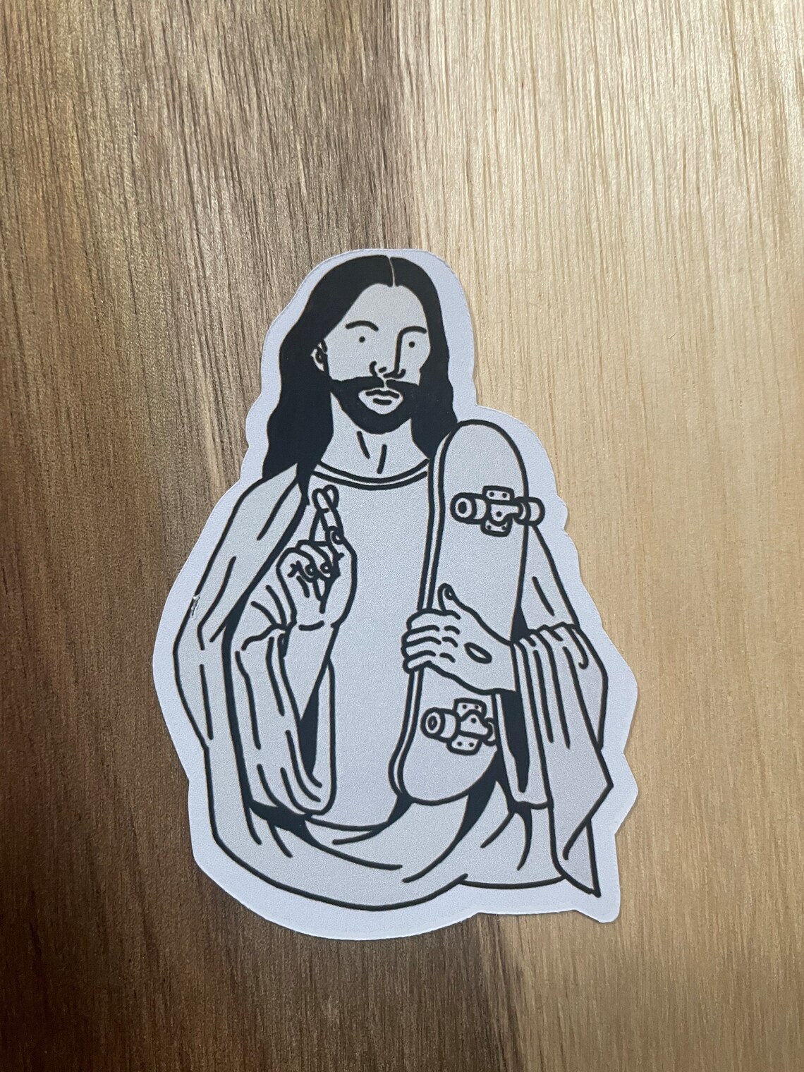 Skateboarding Jesus Sticker - Etsy
