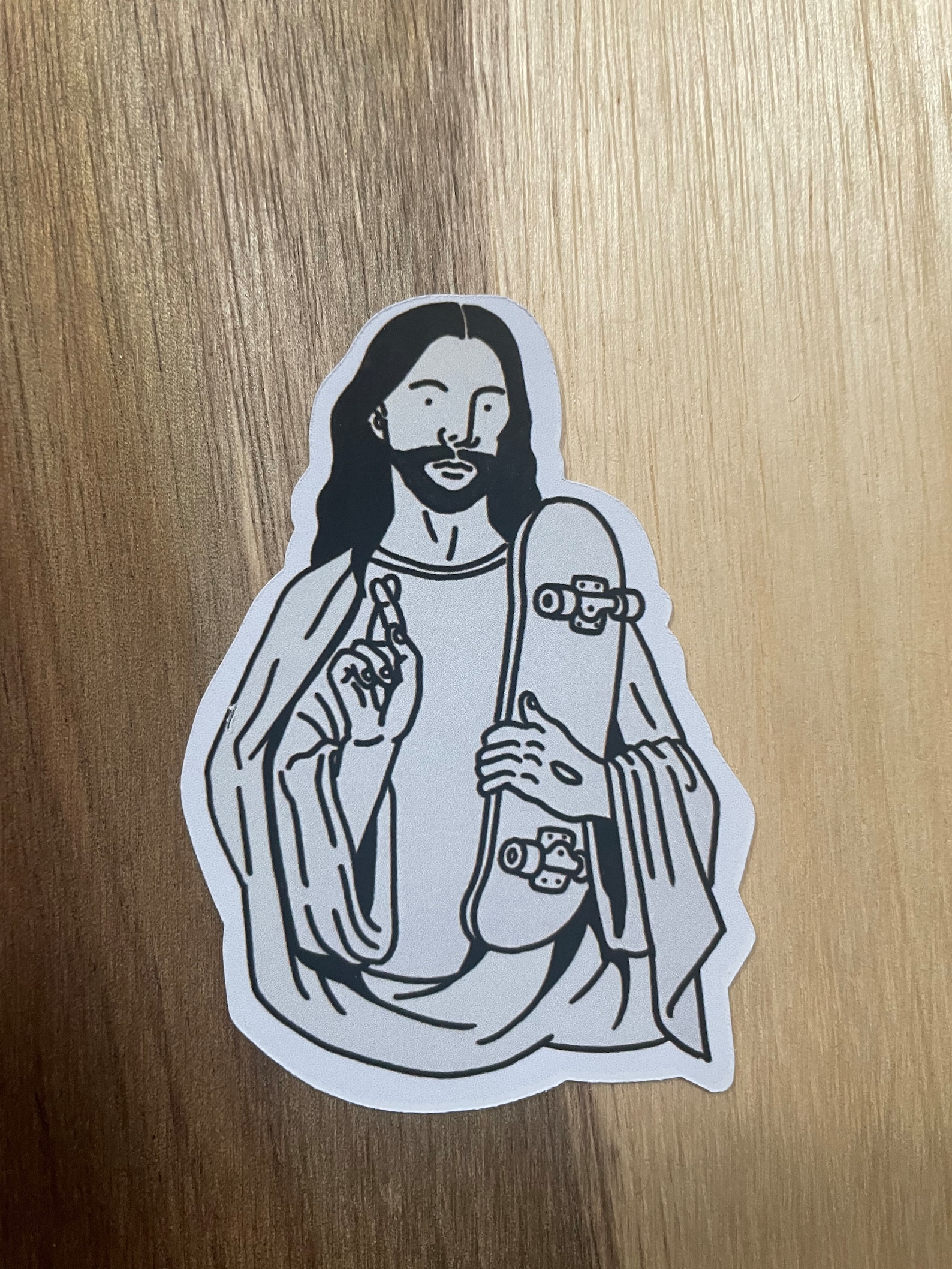Skateboarding Jesus Sticker - Etsy
