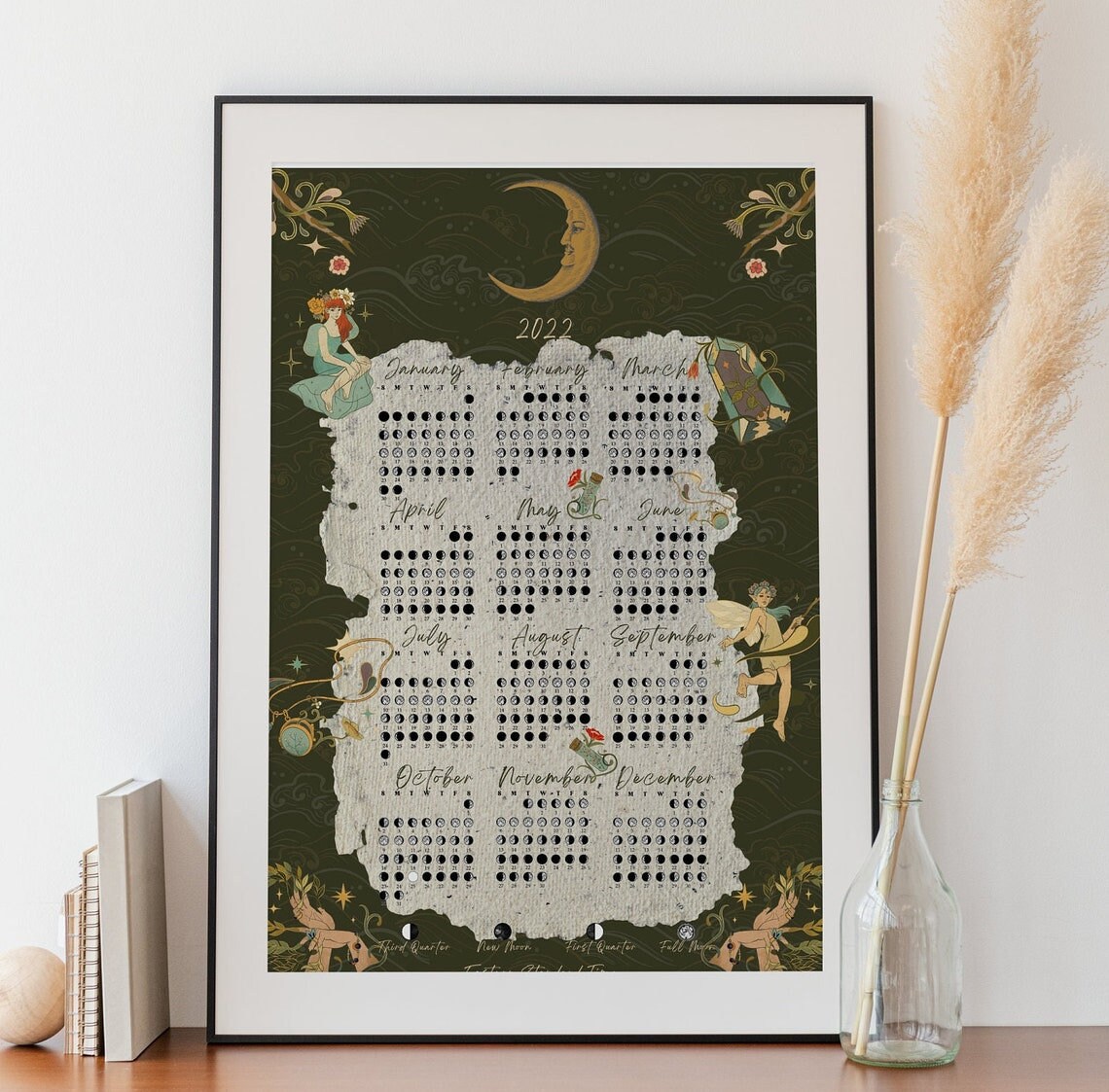 Printable Calender With Lunar Chronicles 2022 Moon Calender | Etsy