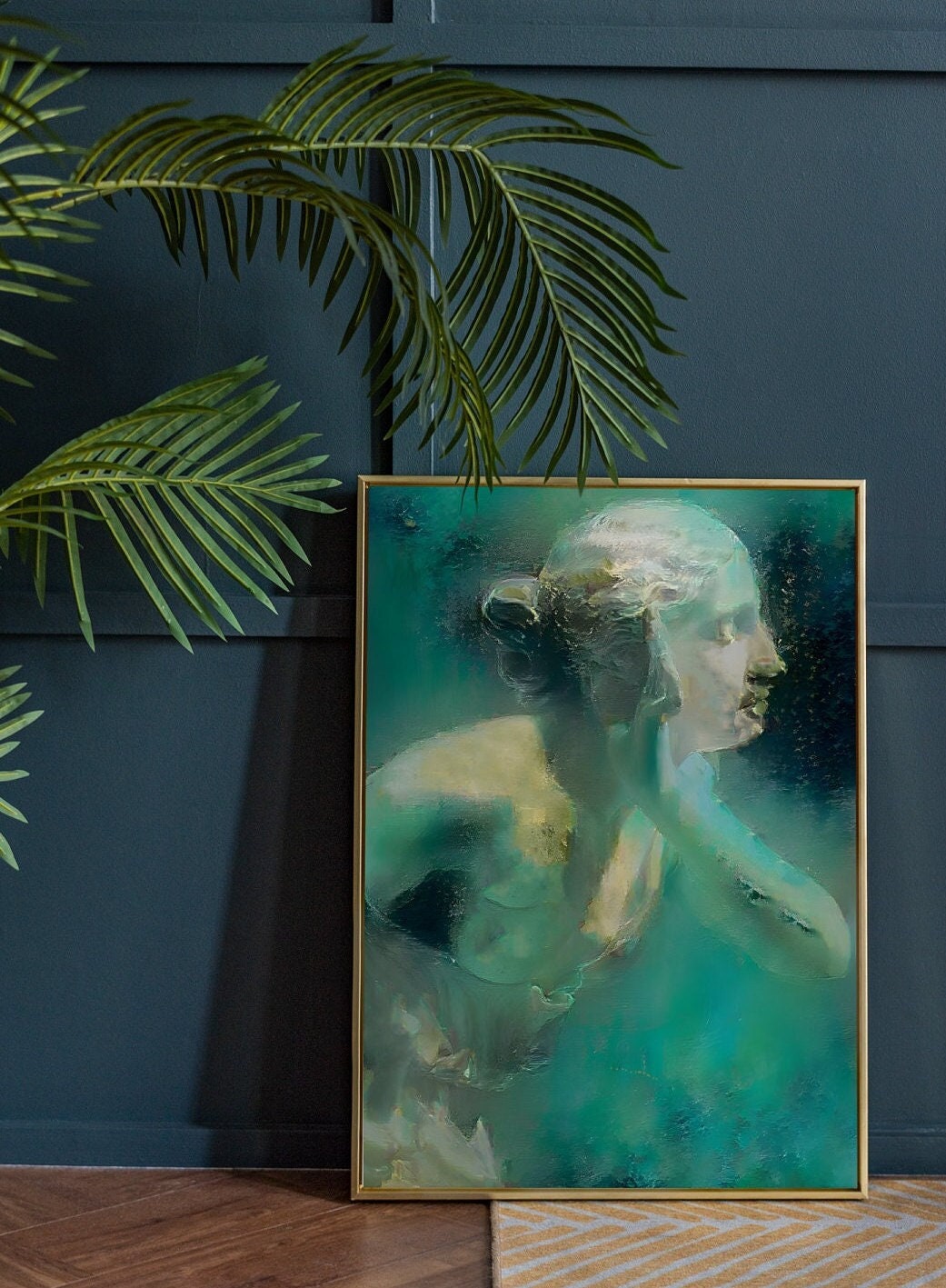Ancient Rome Greek Goddess Green Emerald Print, Gold Marble Art Nouveau ...