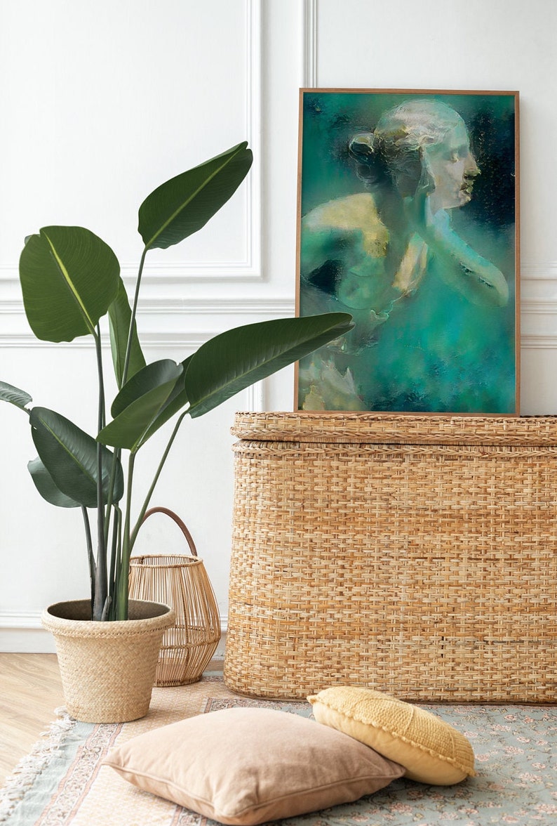 Ancient Rome Greek Goddess Green Emerald Print, Gold Marble Art Nouveau ...