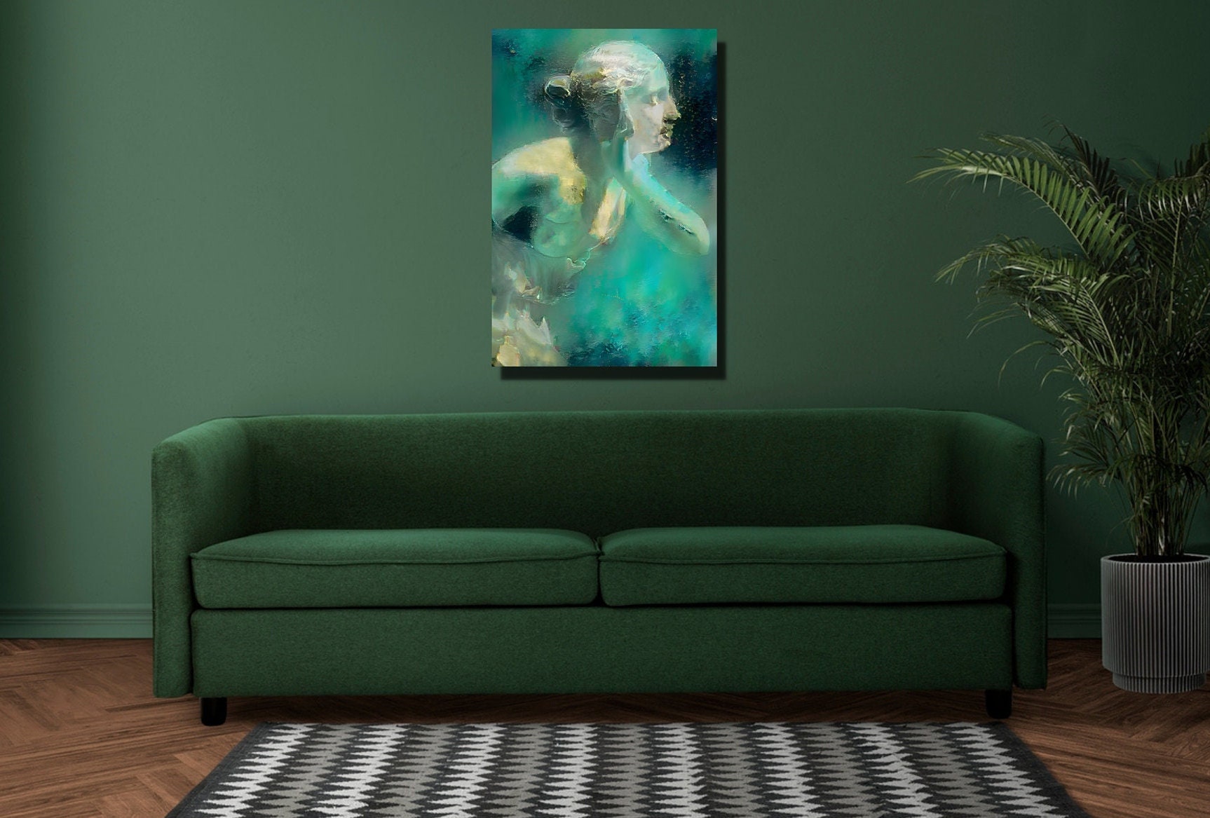 Ancient Rome Greek Goddess Green Emerald Print, Gold Marble Art Nouveau ...