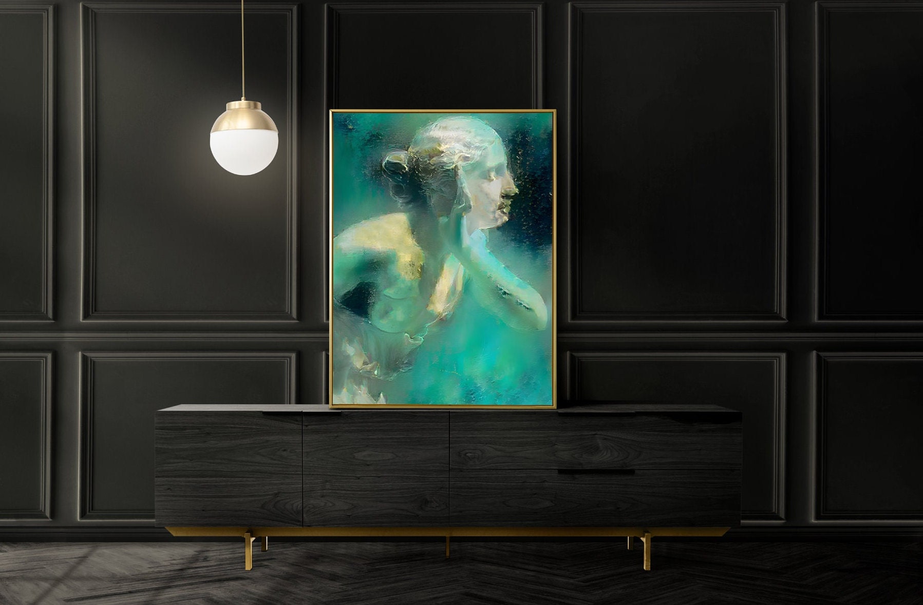 Ancient Rome Greek Goddess Green Emerald Print, Gold Marble Art Nouveau ...