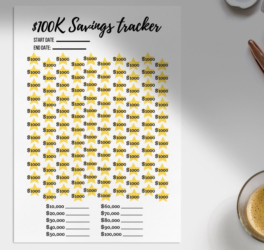 100K Savings Tracker - Etsy