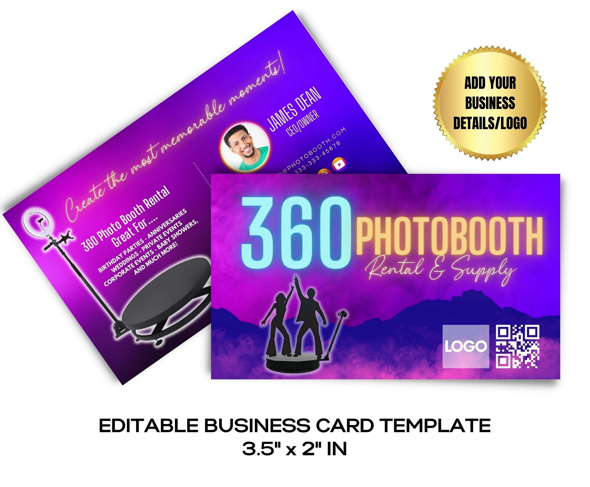 360 Photobooth Business Card Template Party Rental Business Etsy
