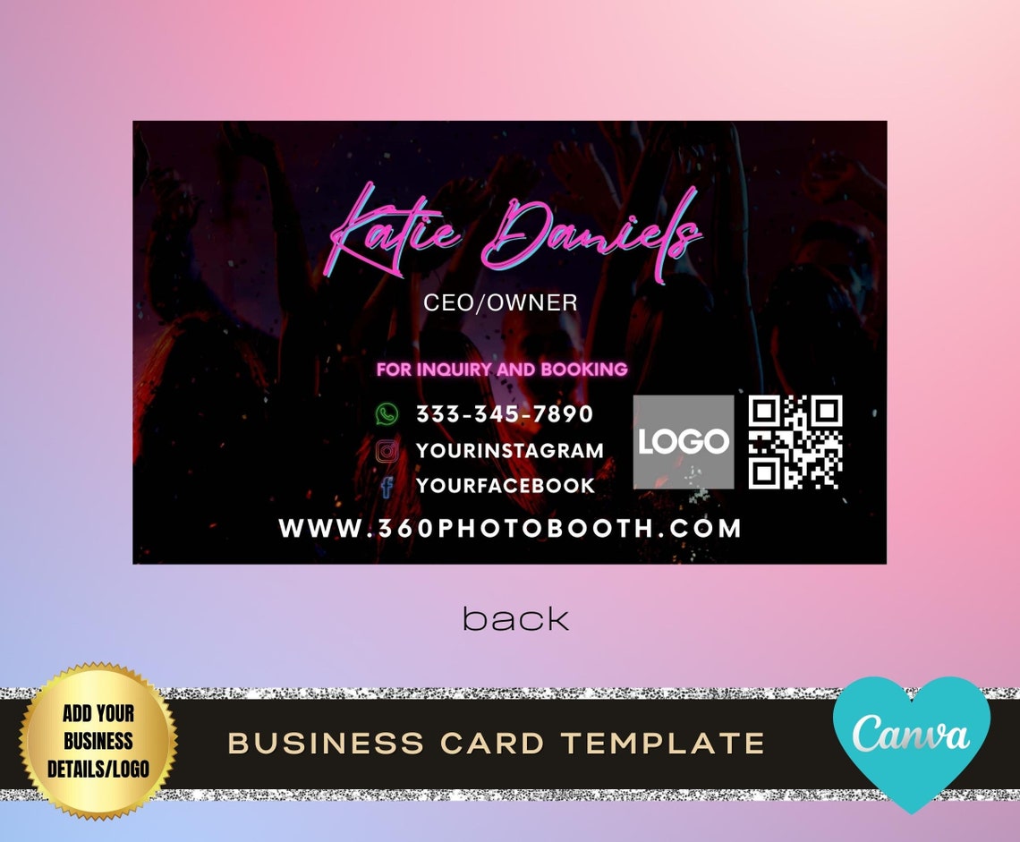 360 Photobooth Business Card Template Party Rental Business - Etsy