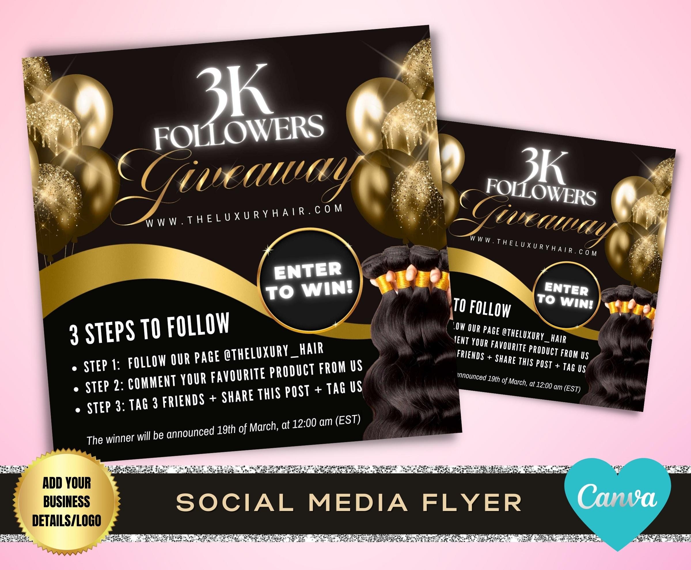 Stationery Hair Bundle Social Media Raffle Wig DIY Instagram Raffle ...