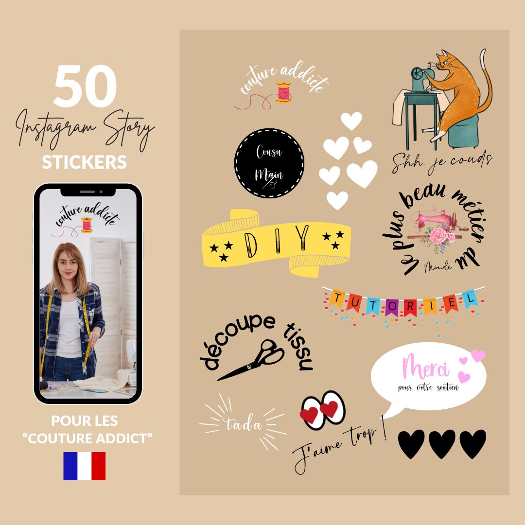 50 Ig Instagram Stories French Stickers digital Stickers for - Etsy