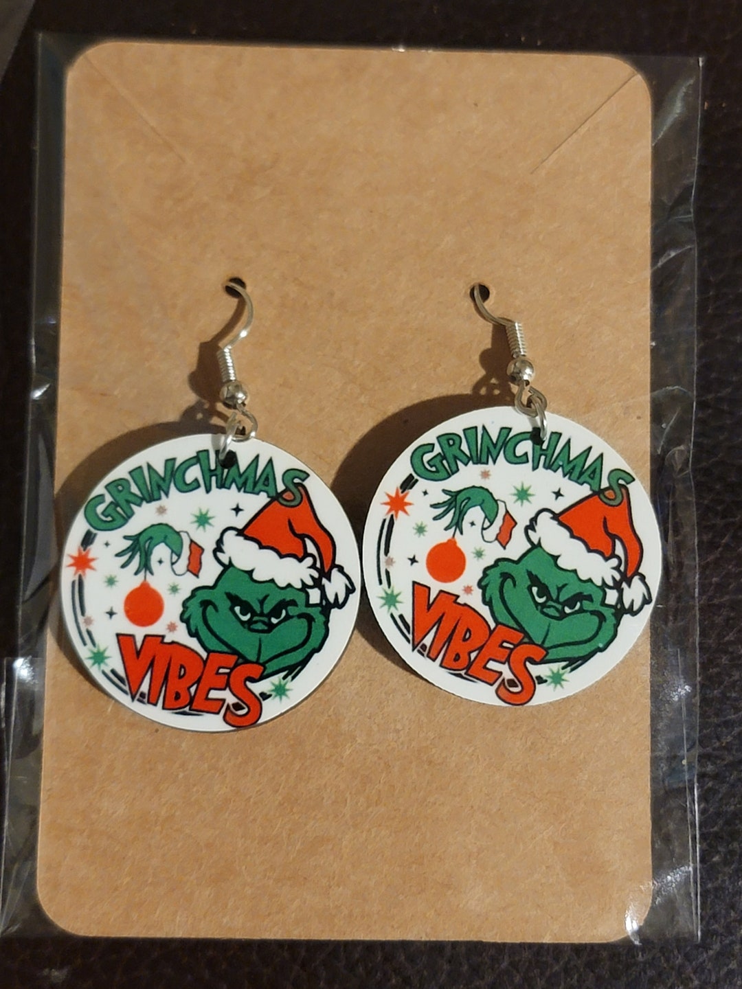 Grinchmas Vibes Round Earrings | Grinch - Etsy
