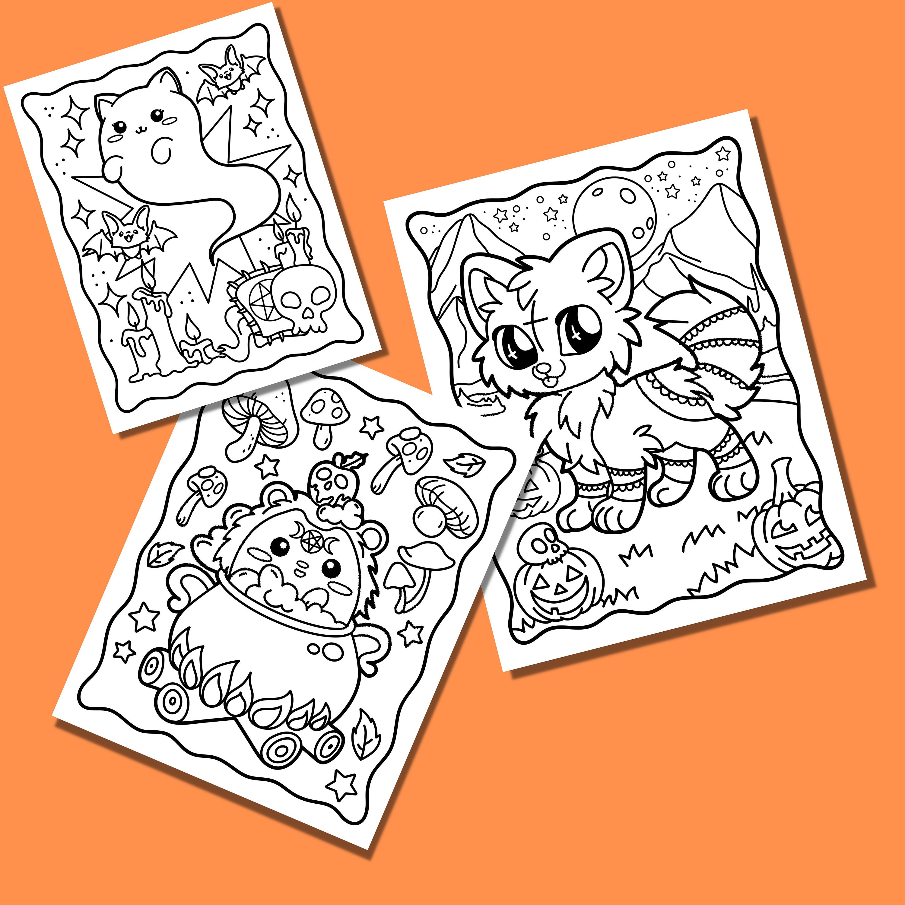 Cute and Creepy Halloween Coloring Pages for Children Kids - Etsy