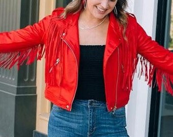 Red Fringe Jacket | Etsy