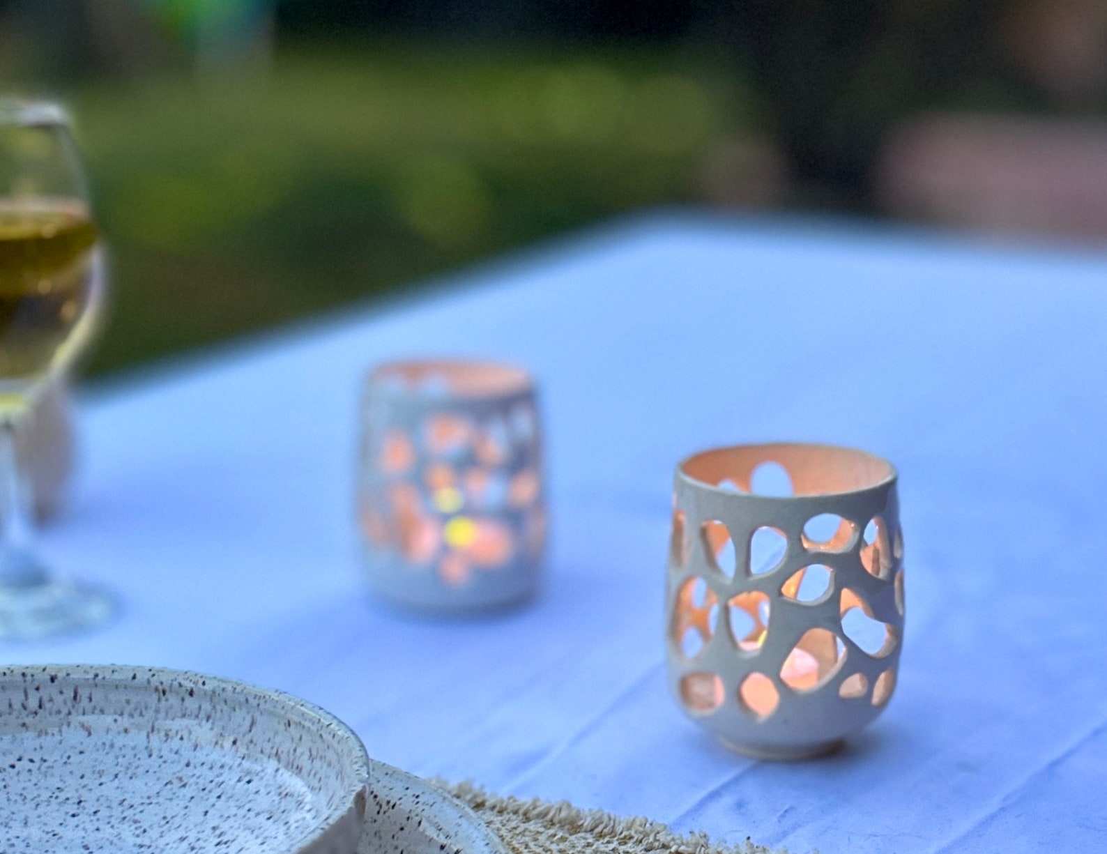 Modern, Mid-century Vibe, Handmade Luminary, Geometric, Wheel Thrown ...