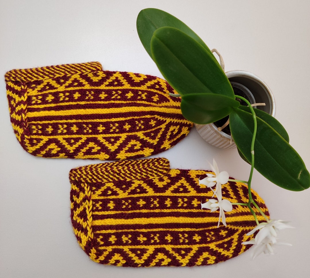 Handmade Knitted Turkish Slippers, Colorful Turkish Patik, Women ...