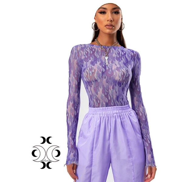 Mesh Printed Top - Etsy