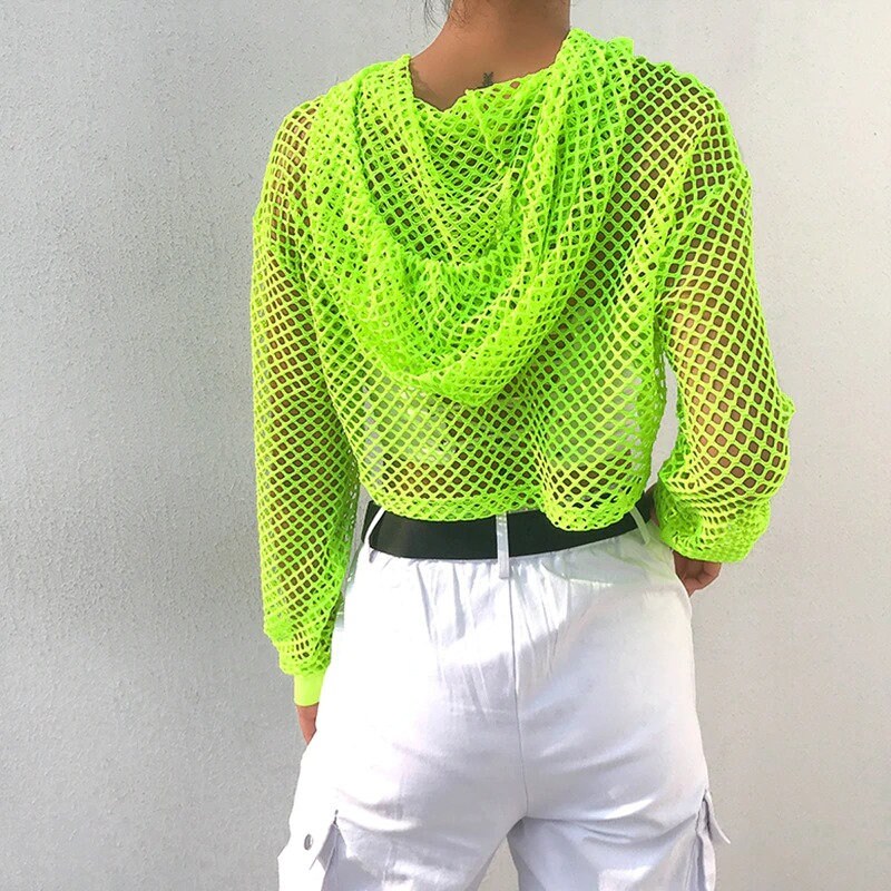 Neon Green Black White Mesh Fishnet Top Women Tshirt - Etsy