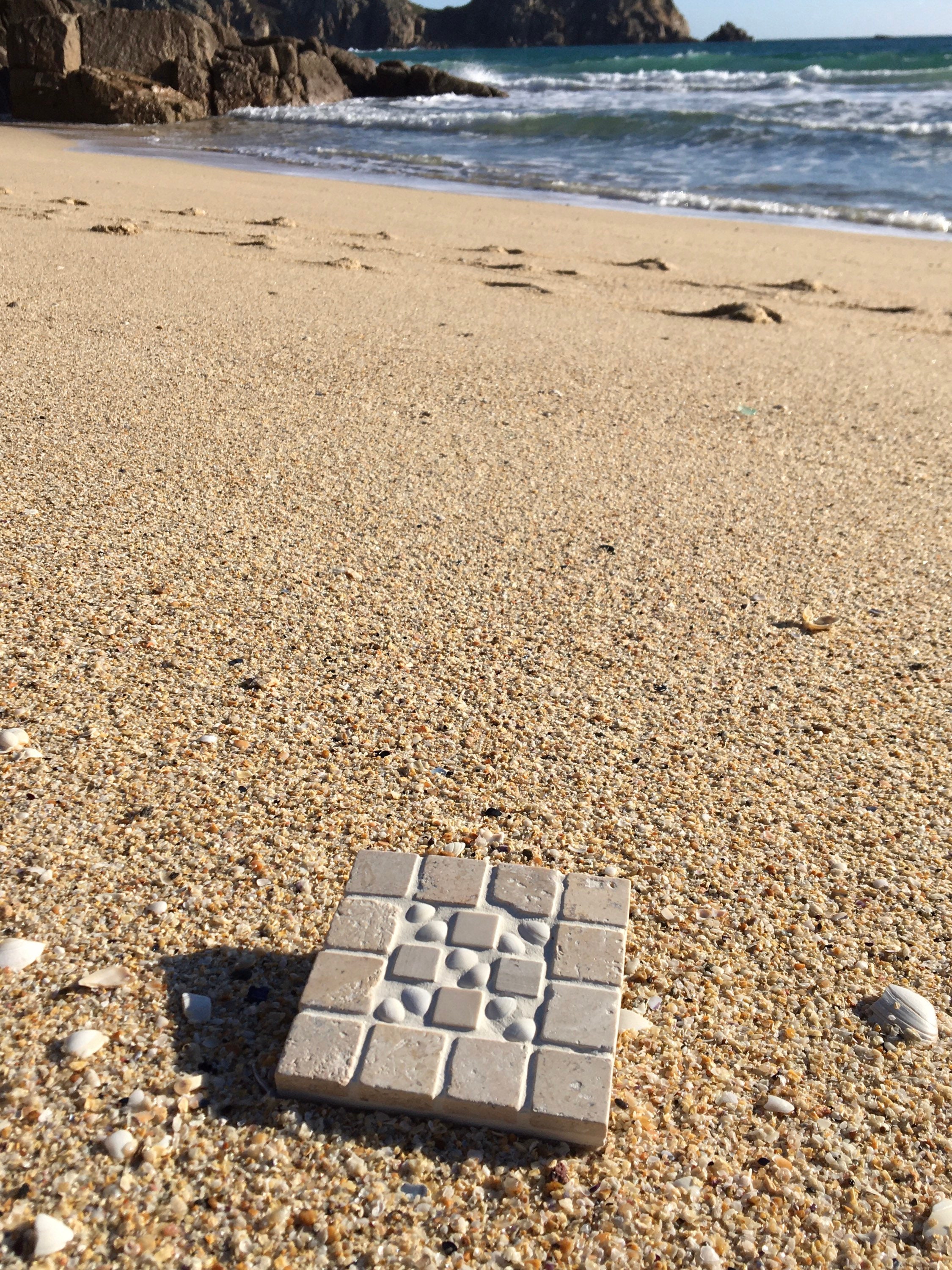 Set of Four Mosaic Ceramic Coasters Handmade in Cornwall With Tiny Sea ...