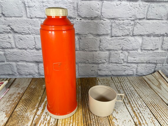 Vintage Tall Orange Thermos With Insulated Glass Liner and - Etsy