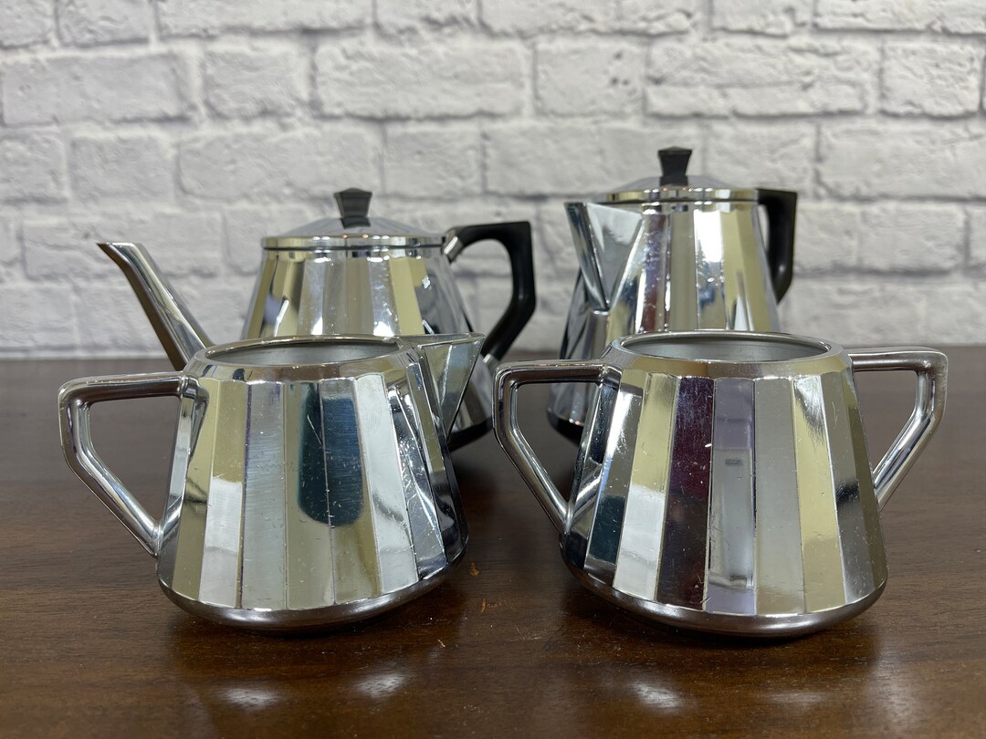 Swan Brand Doric Ware Tea and Coffee Set With Mirrored Chromalin ...
