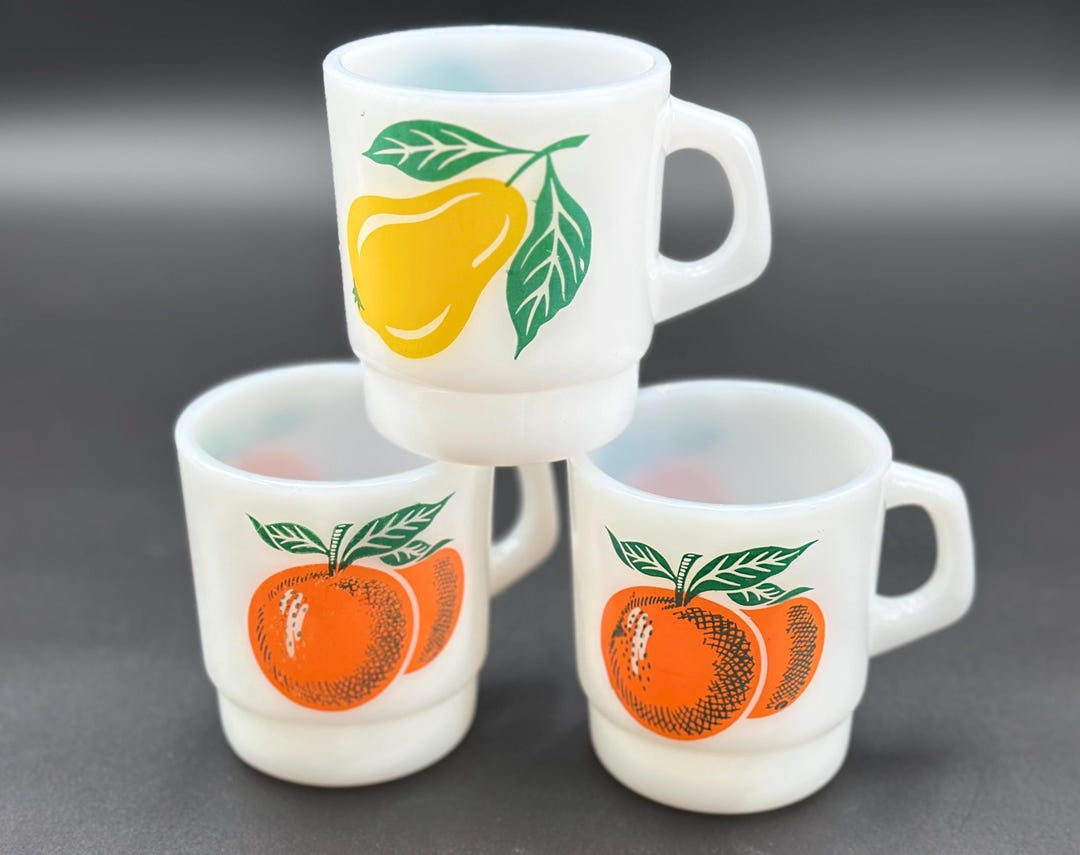 Set of 3 Vintage 1970s Termocrisa Milk Glass Orange and Lemon Fruit ...