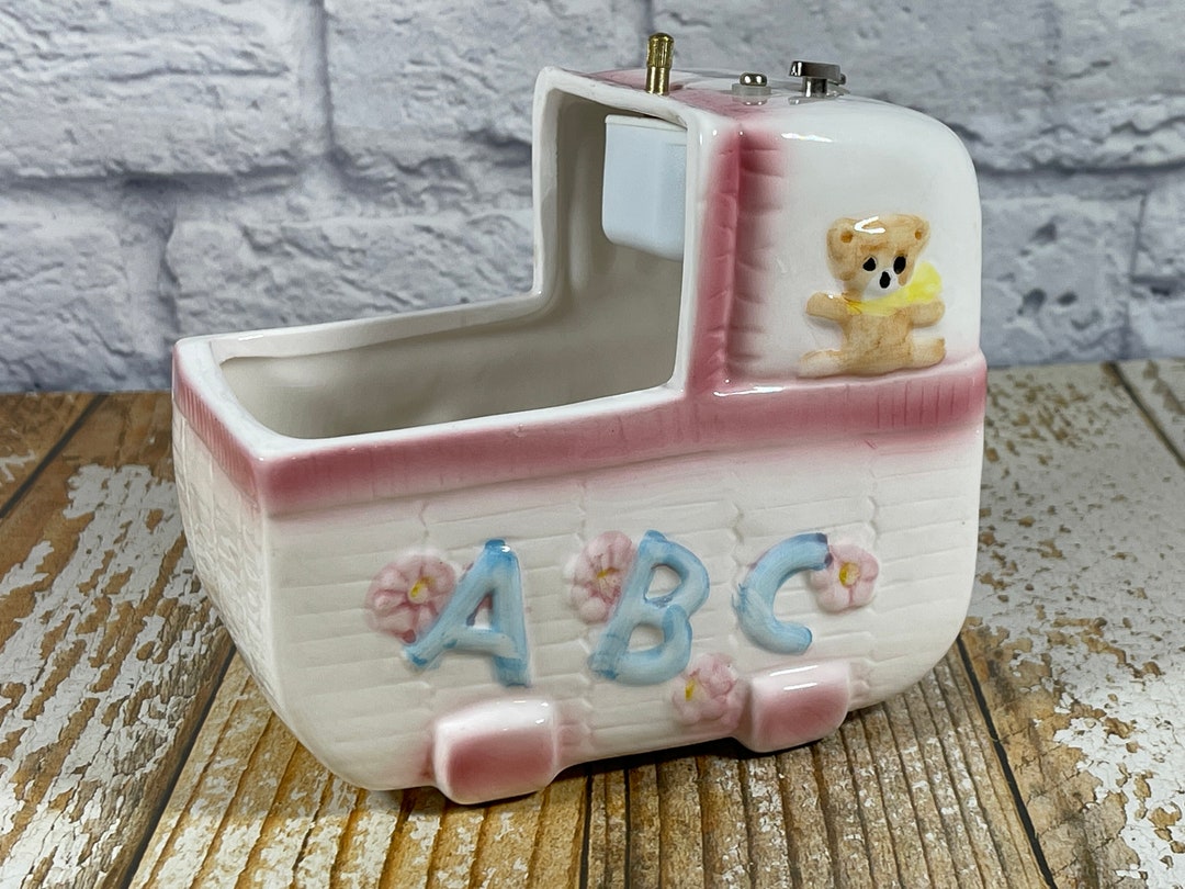 Vintage Ceramic Music Box Planter Shaped Like a Bit Baby's Crib - Etsy